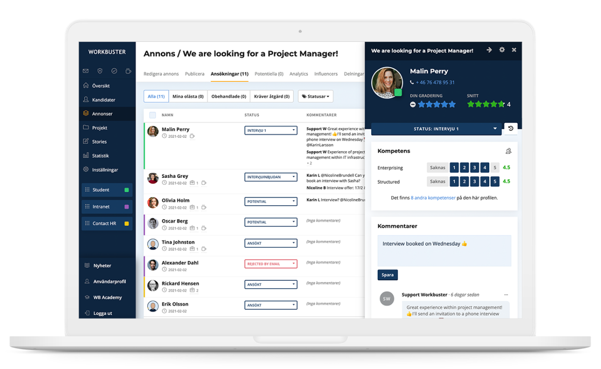 Enkelt och heltäckande rekryteringsverktyg | Workbuster